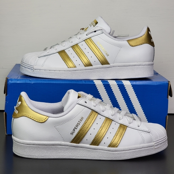 adidas | Shoes | Adidas Superstar Athletic Sneaker White Gold Womens ...